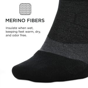 Feetures Merino 10 Cushion Crew Sock Stripe (1 pair) Large, Charcoal