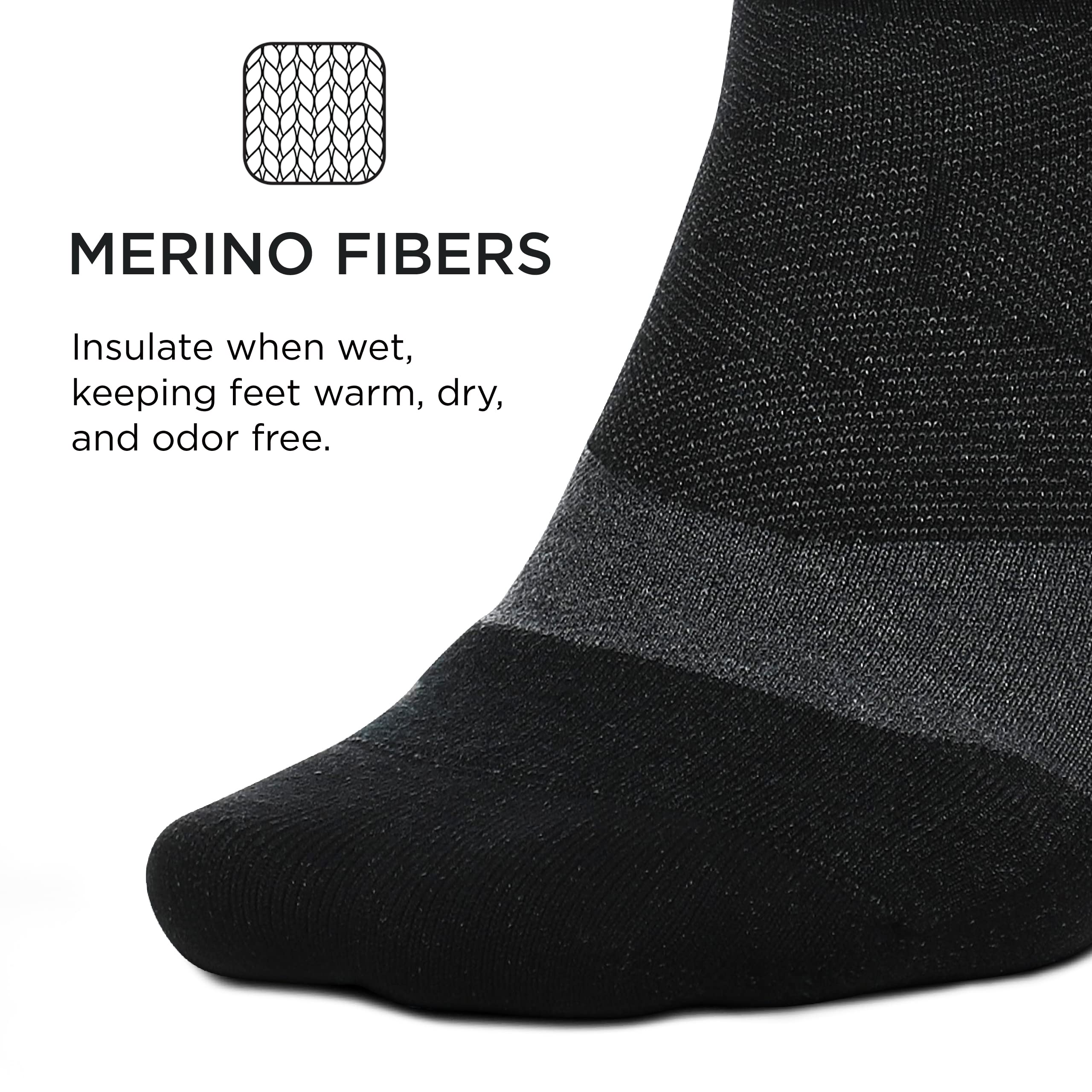 Feetures Merino 10 Cushion Crew Sock Stripe (1 pair) Medium, Charcoal