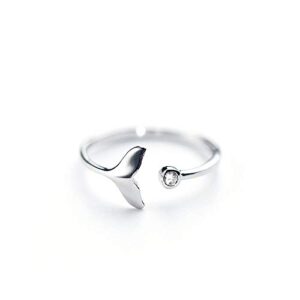 whale tail ring opening polishing copper adjustable sea animal beach jewelry for women