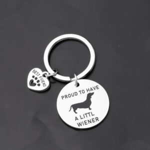 Lywjyb Birdgot Dachshund Gift Wiener Dog Gift Dog Mom Gift Dachshund Lovers Jewelry Proud to Have a Little Wiener Keychain Pet Dog Gift (Wiener dog ky)