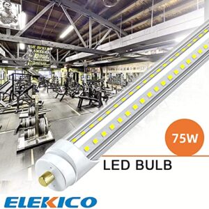 ELEKICO 75w 8ft Led Bulbs, 9500lm 5000k 8' Led Bulbs, V Shaped Clear Cover T8 Led Tube Lights 8ft, T8 Led Bulbs 8 Foot, 8' Led Replacement for T8 T10 T12 F96t12 Fluorescent Tubes