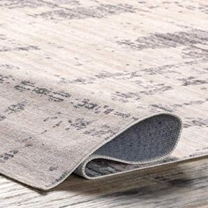 nuLOOM Ariana Machine Washable Abstract Area Rug, 5' x 8', Light Grey, Rectangular