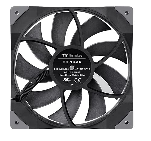 Thermaltake TOUGHFAN 14 Black PWM 500~2000rpm-controlled high Static Pressure 140mm Circular Radiator Fan with with Anti-Vibration Mounting System Cooling, (2 Fan Pack) CL-F085-PL14BL-A