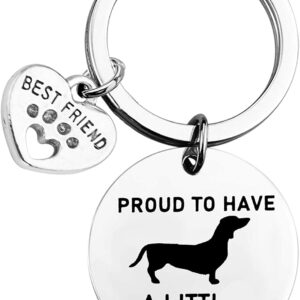 Lywjyb Birdgot Dachshund Gift Wiener Dog Gift Dog Mom Gift Dachshund Lovers Jewelry Proud to Have a Little Wiener Keychain Pet Dog Gift (Wiener dog ky)