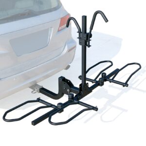 leader accessories 2-bike platform style hitch mount bike rack, tray style bicycle carrier racks foldable rack for cars, trucks, suv and minivans with 2" hitch receiver - quick hitch pins design