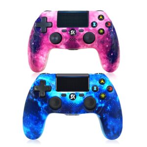 controller for ps4, wireless controller 2 pack for sony playstation 4/slim/pro, remote control with 6-axis motion sensor/double vibration/sensitive touch pad/speaker & 3.5mm audio jack/800mah battery