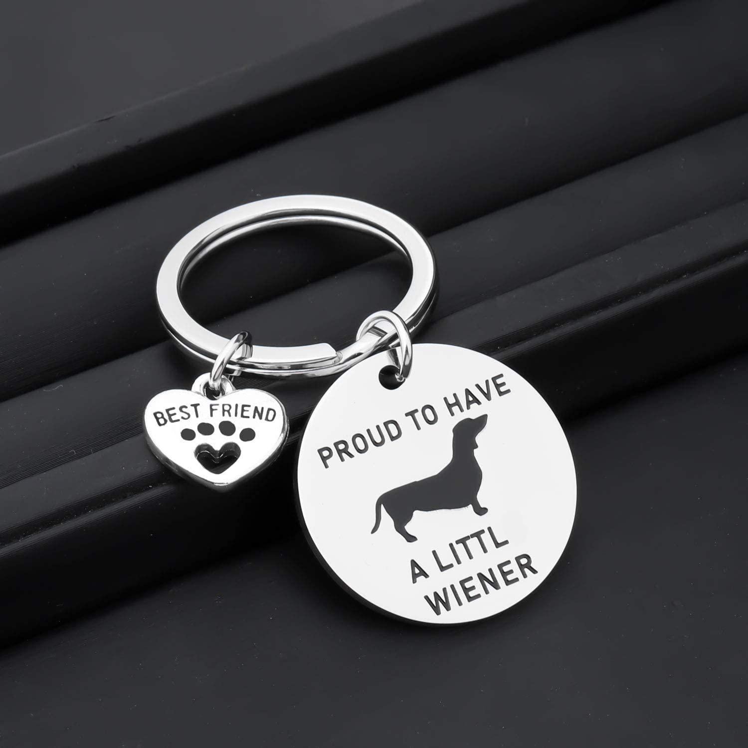 Lywjyb Birdgot Dachshund Gift Wiener Dog Gift Dog Mom Gift Dachshund Lovers Jewelry Proud to Have a Little Wiener Keychain Pet Dog Gift (Wiener dog ky)