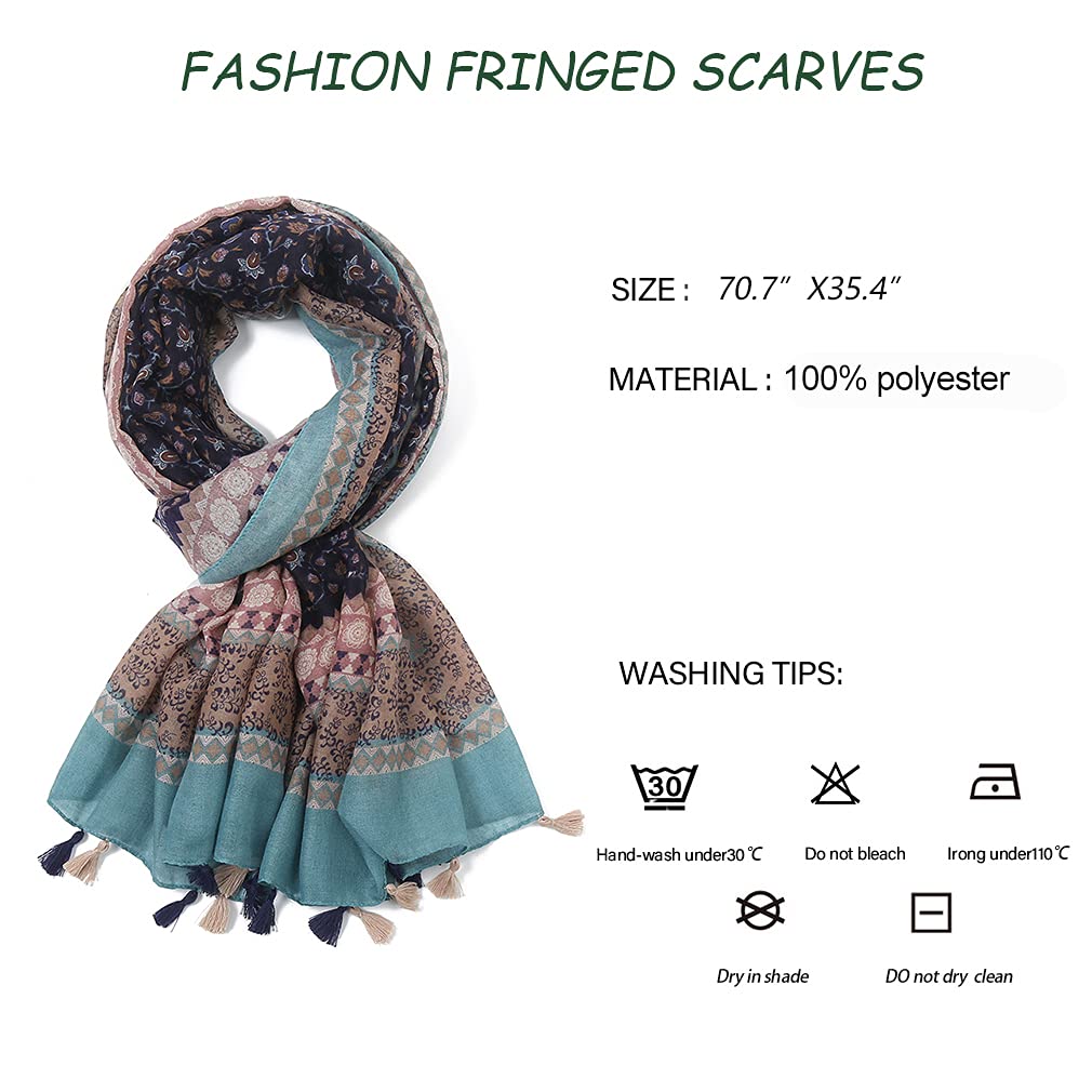 Yeieeo Lightweight Women's Fashion Floral Boho Soft Blanket Oversized Fringed Scarf Wraps Shawl(Floral 10)