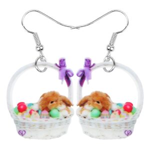 doway acrylic easter basket eggs rabbit bunny earrings drop dangle jewelry for women funny party gifts (multicolor-2)