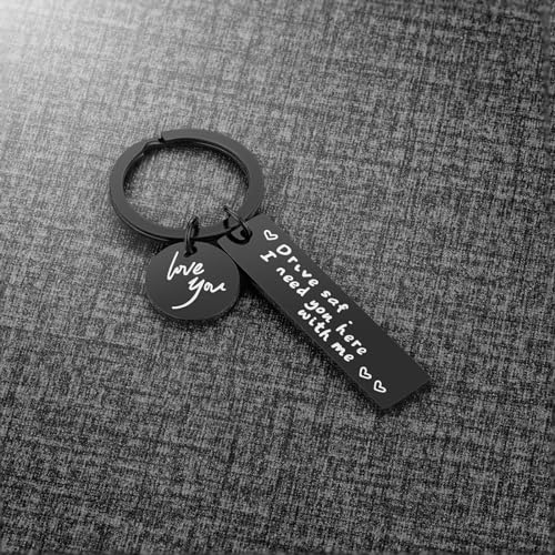 iWenSheng Drive Safe Keychain for Boyfriend - Drive Safe I Need You Here With Me Black Keyring Christmas Birthday Valentine’s Day Gifts for Him Boyfriend Husband Gifts