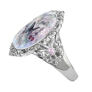 qiguch66 Wedding Rings for Women,Women Jewelry Accessory Elegant Decoration Oval Cut Enamel Flower Butterfly Ring for Party - US 7