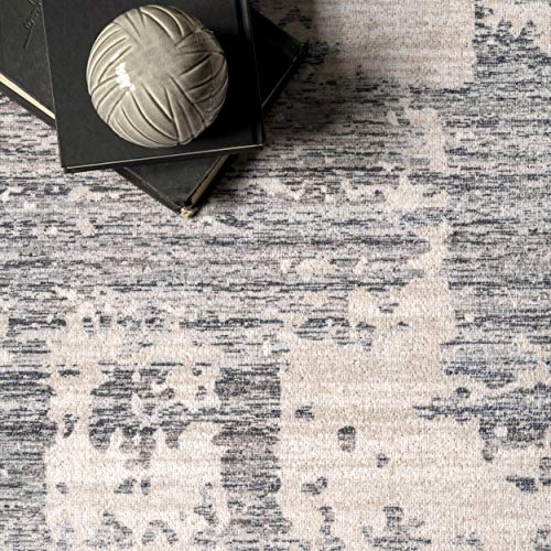 nuLOOM Ariana Machine Washable Abstract Area Rug, 5' x 8', Light Grey, Rectangular