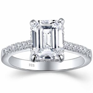 sheloves 3 carat emerald cut engagement rings for women aaaaa white cz 925 sterling silver wedding ring sz 7