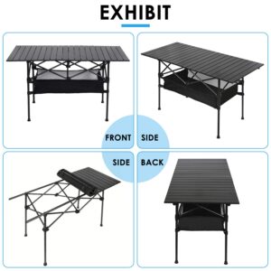 LEADALLWAY Folding Camping Table with Large Storage and Carrying Bags 47(L) x22(W)