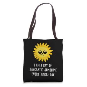 i am a ray of sarcastic sunshine novelty funny t tote bag