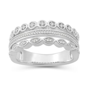 jewelili sterling silver 1/6 cttw natural white round diamonds stackable anniversary ring, size 7