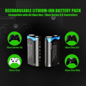 Lithium Rechargeable Xbox One Controller Battery Pack with Charger Compatible for Xbox Series X/S, Xbox One X/S Controller, 6000mWh High Capacity, 48Hrs Playing Time, 2H Fully Charged