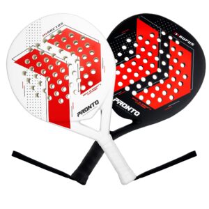 Padel Racket with Carry Bag - PRONTO Rufus - Improved Precision, Control and Power - 3K Carbon Fiber Faces, Carbon Fiber Frame and Black Soft EVA Core - 2 Extra Anti-Slip Grips Included