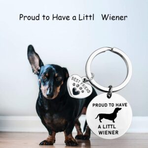 Lywjyb Birdgot Dachshund Gift Wiener Dog Gift Dog Mom Gift Dachshund Lovers Jewelry Proud to Have a Little Wiener Keychain Pet Dog Gift (Wiener dog ky)