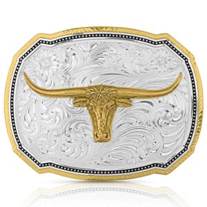 montana silversmiths western lifestyle texas/longhorn made in the usa buckle (right cut of the rope longhorn)