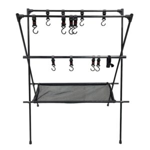 sutekus cookware hanging rack collapsible multifunction camping stand outdoor tools hanging organizer with hooks (large(40"x38"))