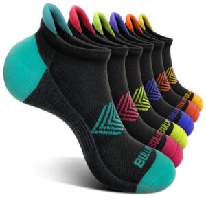 bulliant socks for women 6pairs-womens athletic ankle socks no show cushioned for walking running-compression arch support(6pairs,shoes size:women 6-8)