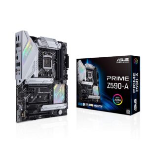 asus prime z590-a lga 1200 (intel®11th/10th gen) atx motherboard (14+2 drmos power stages,3x m.2, intel® 2.5 gb lan, usb 3.2 front panel type-c, thunderbolt™ 4, aura sync rgb lighting)