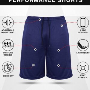 Reset Men's Athletic Workout Shorts with Pockets Dri-Fit Color Block Mesh Gym Shorts - 4 Pack (White/Gray/Black/Navy, Medium)