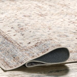 nuLOOM Gemma Machine Washable Transitional Floral Area Rug, 5' x 8', Beige, Rectangular, 0.15" Thick