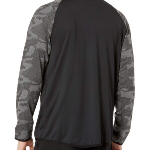 Hickey Freeman Men's Camo Jacquard Sleeve Quarter Zip, Black, XX-Large