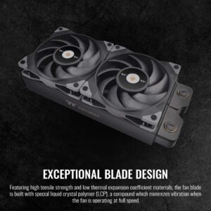 Thermaltake TOUGHFAN 14 Black PWM 500~2000rpm-controlled high Static Pressure 140mm Circular Radiator Fan with with Anti-Vibration Mounting System Cooling, (2 Fan Pack) CL-F085-PL14BL-A