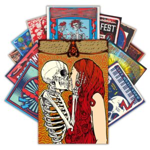 hk studio grunge room decor aesthetic posters - skeleton hippie room decor 8" x 12" pack 12