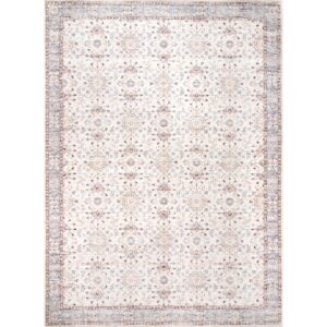 nuLOOM Gemma Machine Washable Transitional Floral Area Rug, 5' x 8', Beige, Rectangular, 0.15" Thick