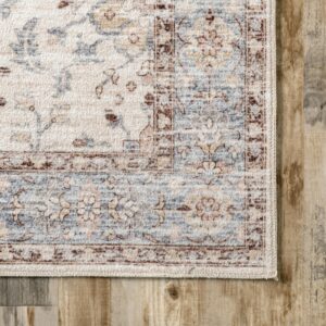 nuLOOM Gemma Machine Washable Transitional Floral Area Rug, 5' x 8', Beige, Rectangular, 0.15" Thick