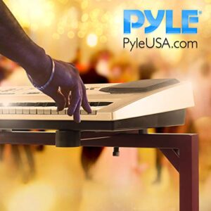 Pyle Universal Keyboard Heavy-Duty Electronic Organ Holder Rack Portable Piano Stand w/Adjustable Height and Width, Protective Rubber Discs