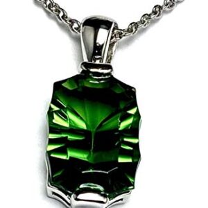 P4551 Fancy Cut 10x8mm Mt. St. Helen Green Helenite Sterling Silver Pendant