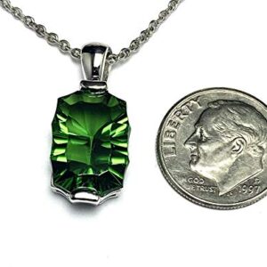 P4551 Fancy Cut 10x8mm Mt. St. Helen Green Helenite Sterling Silver Pendant