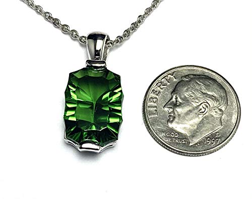 P4551 Fancy Cut 10x8mm Mt. St. Helen Green Helenite Sterling Silver Pendant