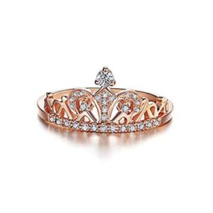 Fuqimanman2020 Princess Queen Promise Ring Crown Rings Gift for Womens and Girls