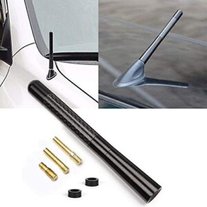 xotic tech real carbon fiber aluminum screw-on am/fm radio antenna mast cover decoration,black,universal fit most cars (size:4.7"/12cm)