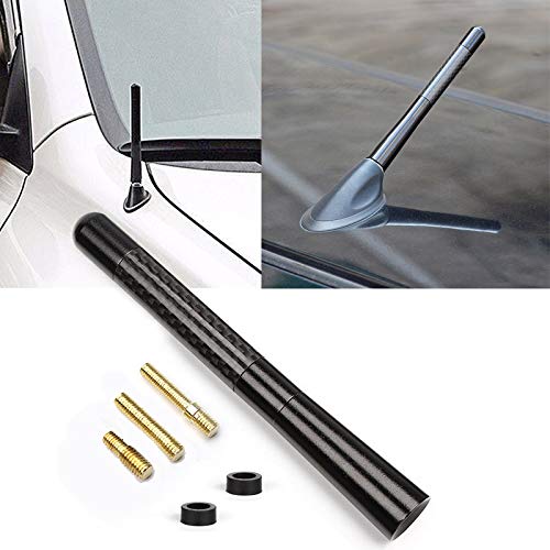 Xotic Tech Real Carbon Fiber Aluminum Screw-On AM/FM Radio Antenna Mast Cover Decoration,Black,Universal Fit Most Cars (Size:4.7"/12cm)