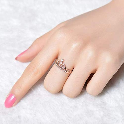 Fuqimanman2020 Princess Queen Promise Ring Crown Rings Gift for Womens and Girls