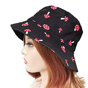 Mushroom Bucket Hat Packable Unisex Fisherman Cap Summer Travel Beach Sun Hat for Teen Girls Women