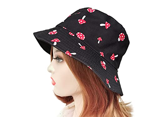 Mushroom Bucket Hat Packable Unisex Fisherman Cap Summer Travel Beach Sun Hat for Teen Girls Women