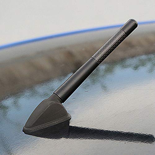 Xotic Tech Real Carbon Fiber Aluminum Screw-On AM/FM Radio Antenna Mast Cover Decoration,Black,Universal Fit Most Cars (Size:4.7"/12cm)