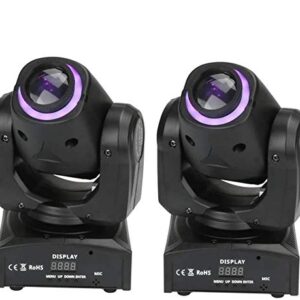 60W Moving Head Lights 6 IN1 DMX-512 16/18 Channels Stage Lighting Sound Activated Spotlight RGBW+Amber+UV for Party KTV Pub Bar Disco Dj Show Wedding Ceremony (60W+LED-2Pack)