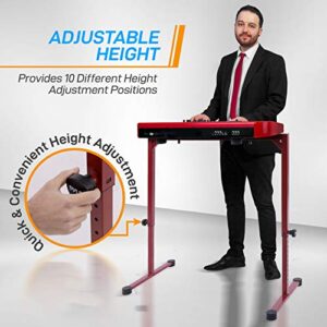 Pyle Universal Keyboard Heavy-Duty Electronic Organ Holder Rack Portable Piano Stand w/Adjustable Height and Width, Protective Rubber Discs