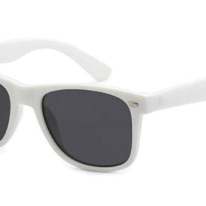 My Shades - Retro 80's Classic Rectangle Sunglasses (White, Smoke)