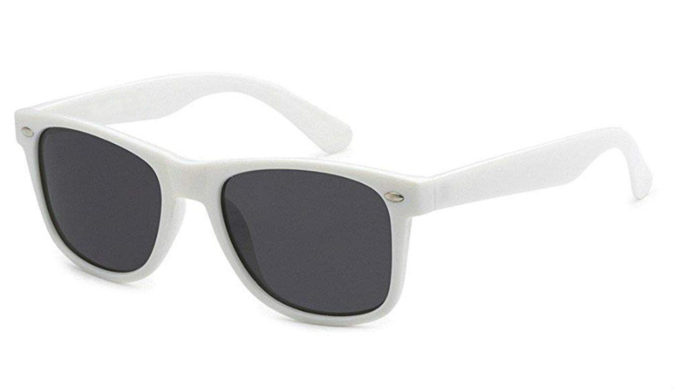 My Shades - Retro 80's Classic Rectangle Sunglasses (White, Smoke)