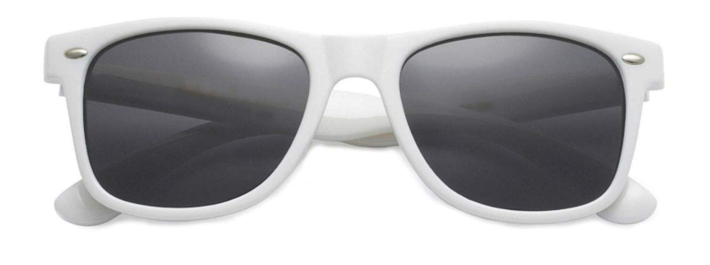 My Shades - Retro 80's Classic Rectangle Sunglasses (White, Smoke)